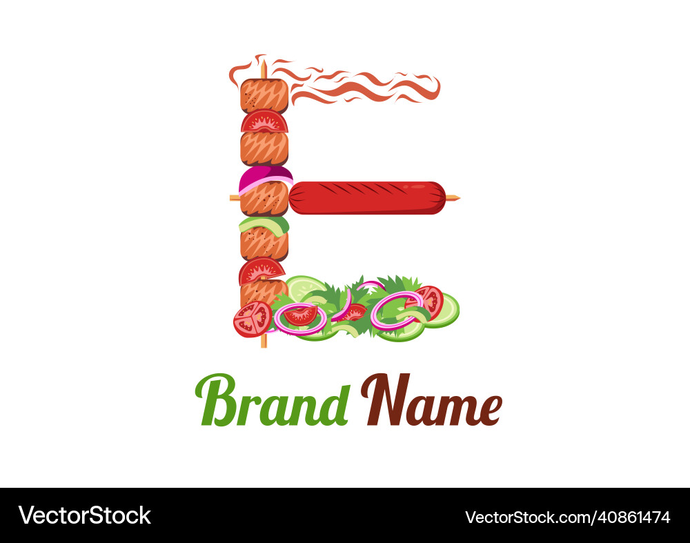 Letter e food logo design template Royalty Free Vector Image