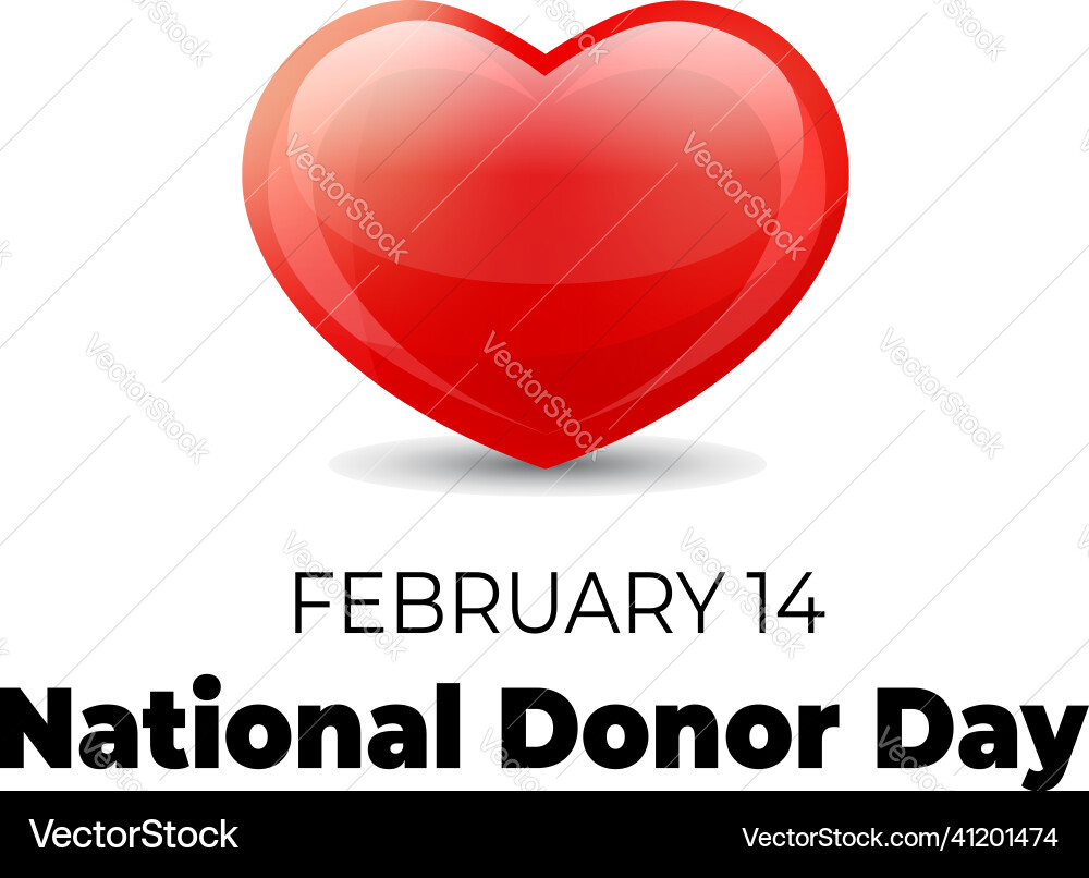 National donor day with heart Royalty Free Vector Image