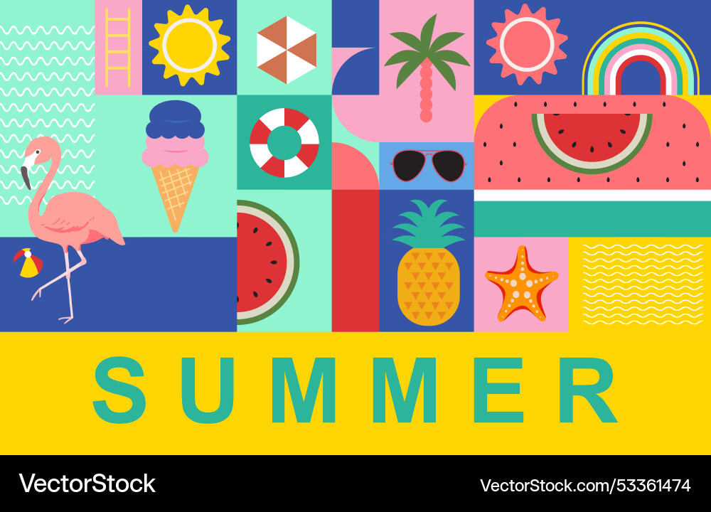 Summer background with geometric style for a4 Vector Image