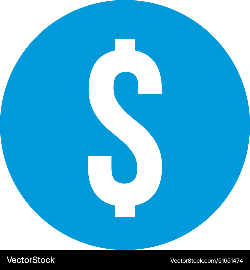 White dollar sign center blue circular background Vector Image