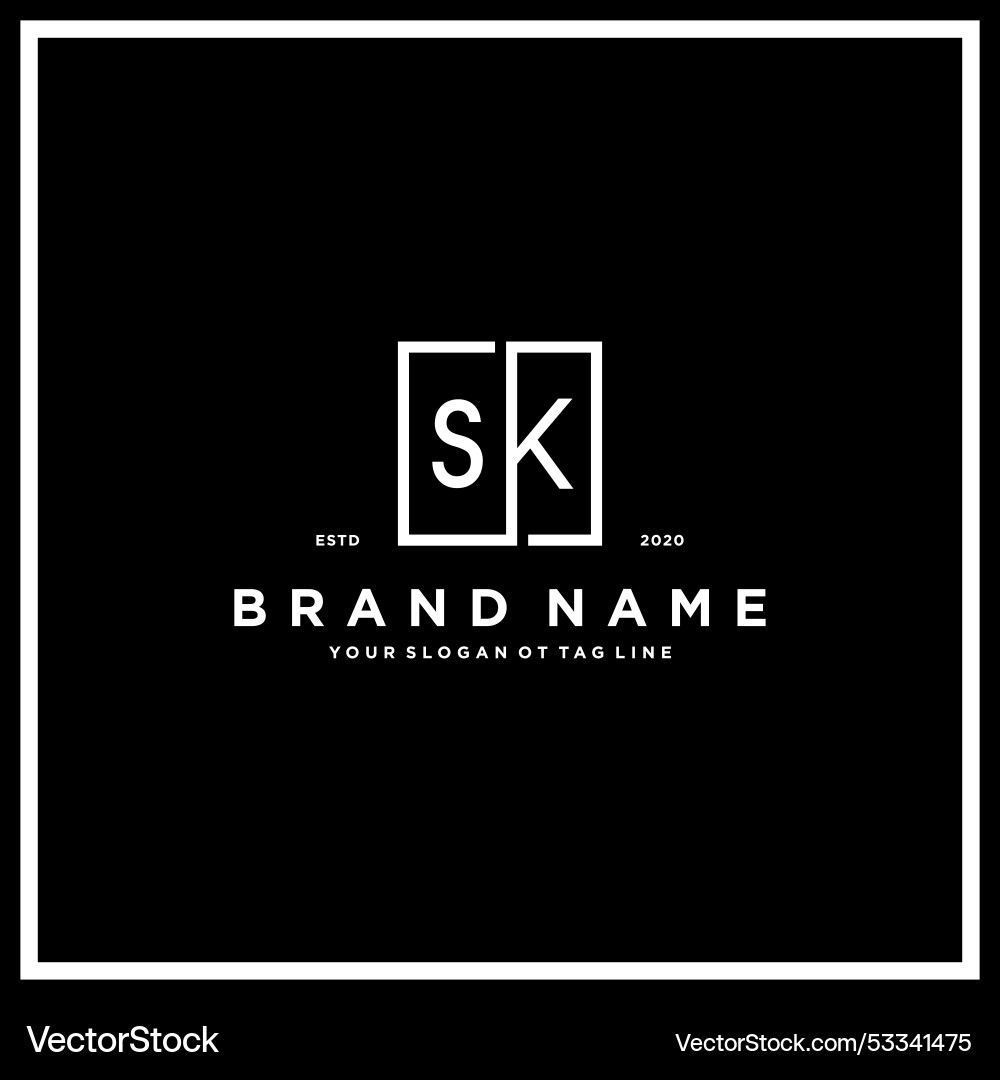 Creative letter sk square logo design concept Vector Image