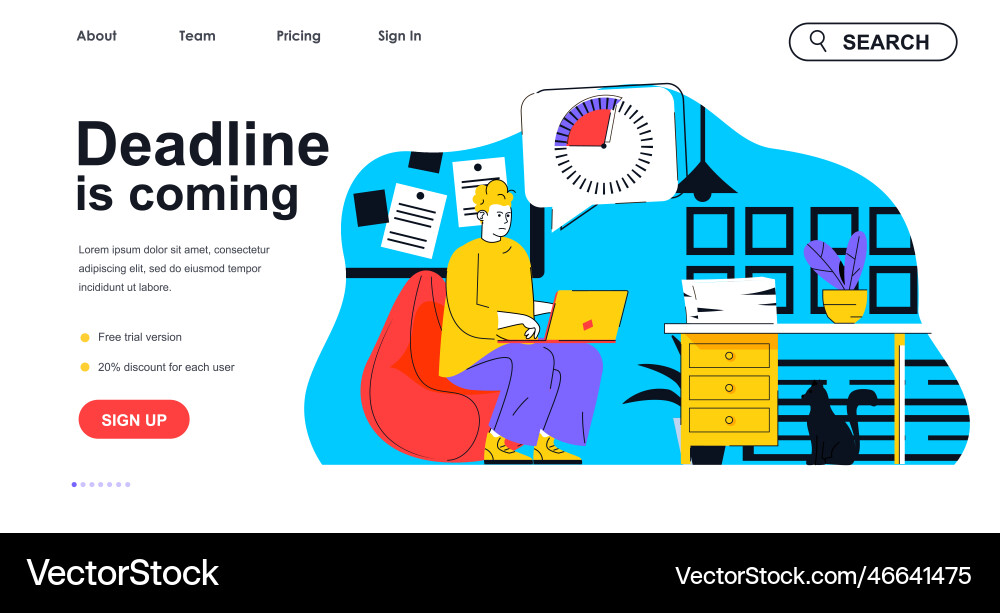 Deadline is coming concept for landing page Vector Image