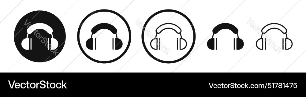 Ear muffs icon set black filled and outlined style