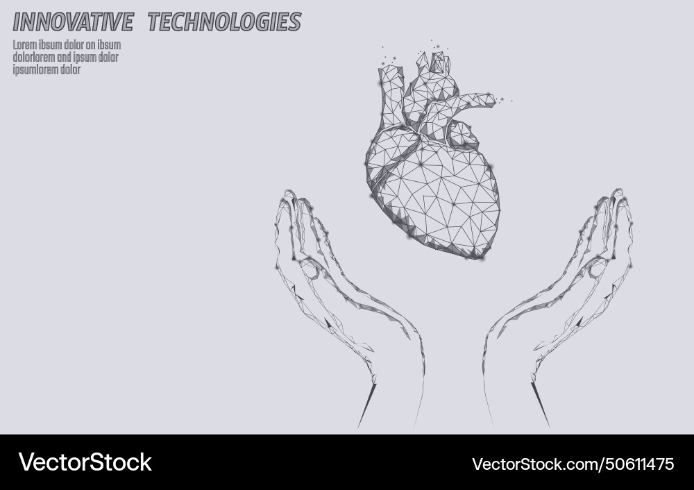 Hands holding support human heart medicine Vector Image Hands holding support human heart medicine Vector Image