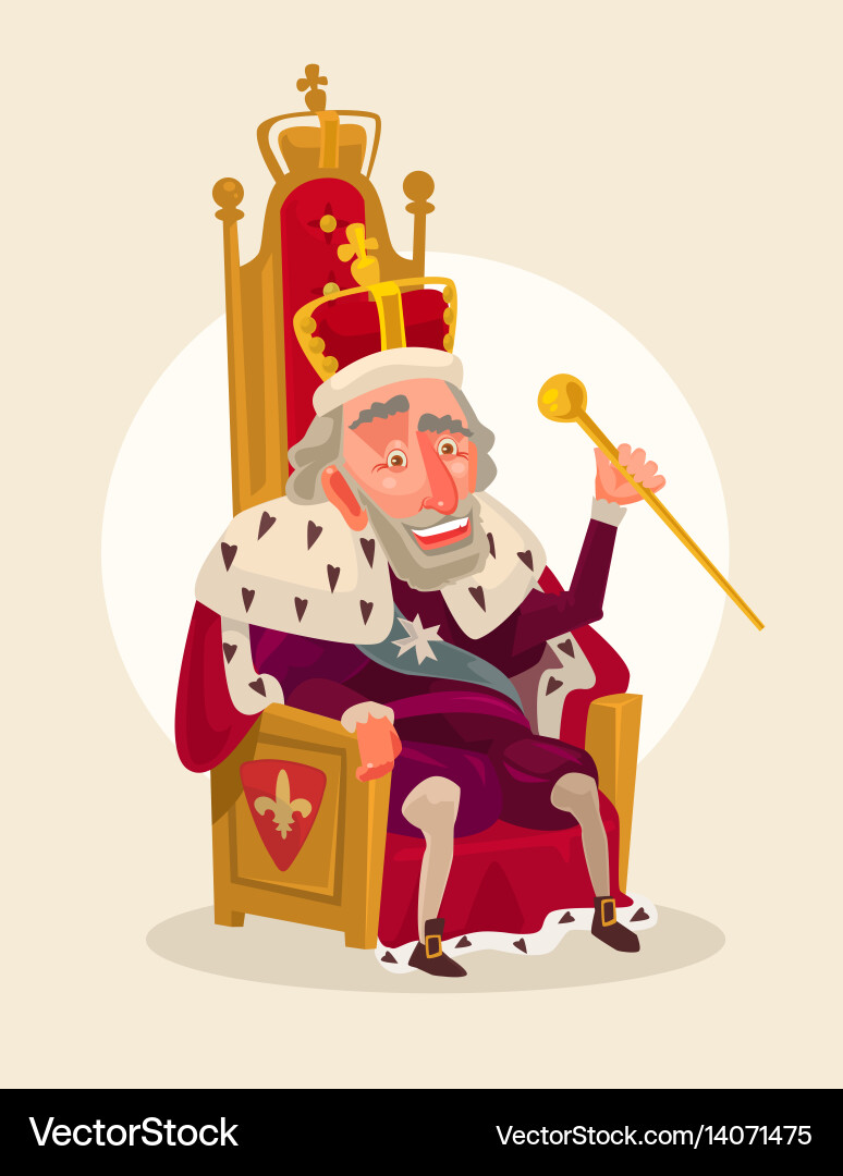 Happy smiling king man character Royalty Free Vector Image
