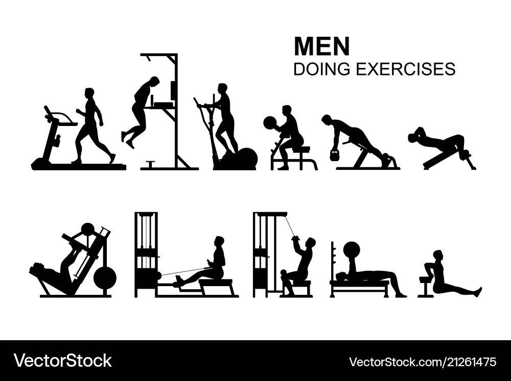 Men doing exercises Royalty Free Vector Image - VectorStock