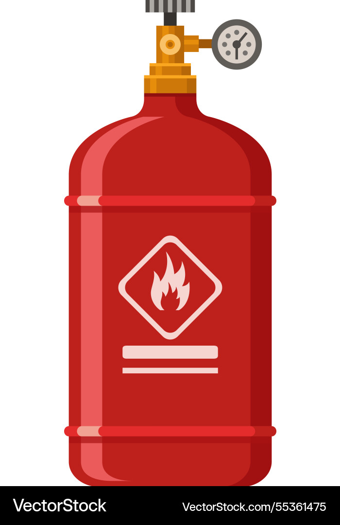 Red gas cylinder with flammable warning sign Vector Image