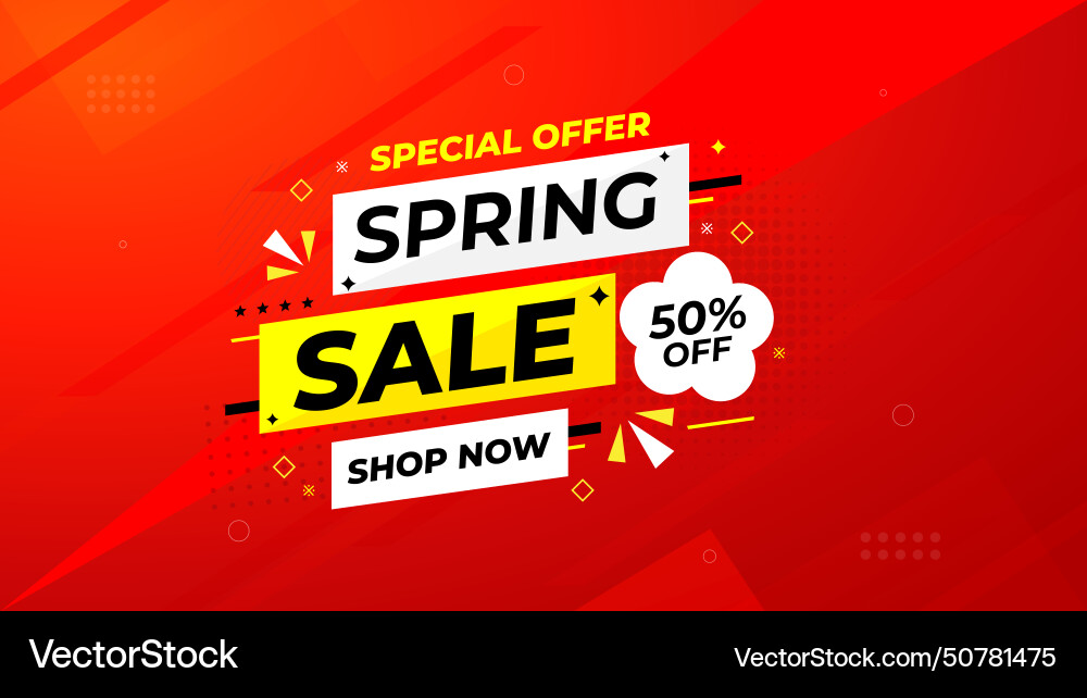 Spring sale promotion banner template Royalty Free Vector