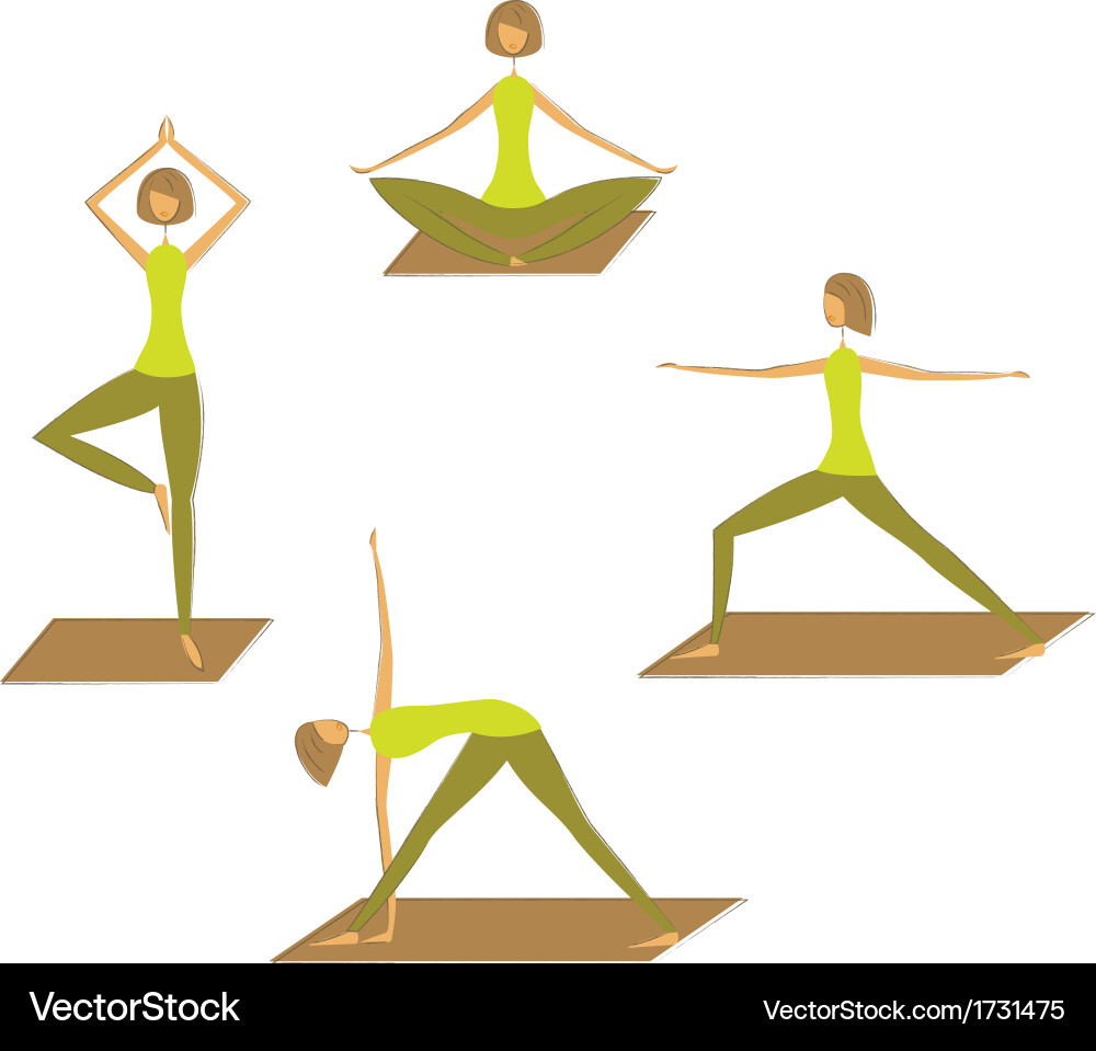 Stylized Yoga Poses Collection Royalty Free Vector Image