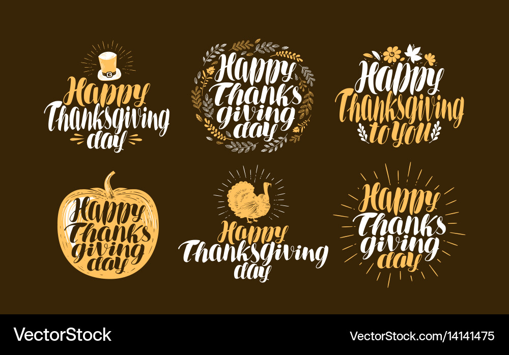 Thanksgiving Label Set - Autumn Celebration Vector Image