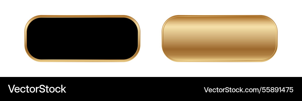 Two gold rectangle buttons with smooth glossy Vector Image