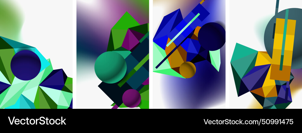Vibrant art collage with colorful shapes on white Vector Image