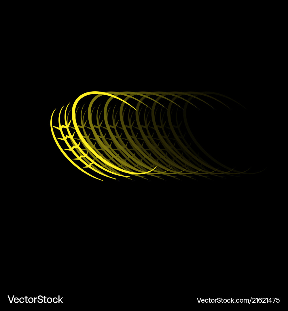 Yellow car wheel track Royalty Free Vector Image