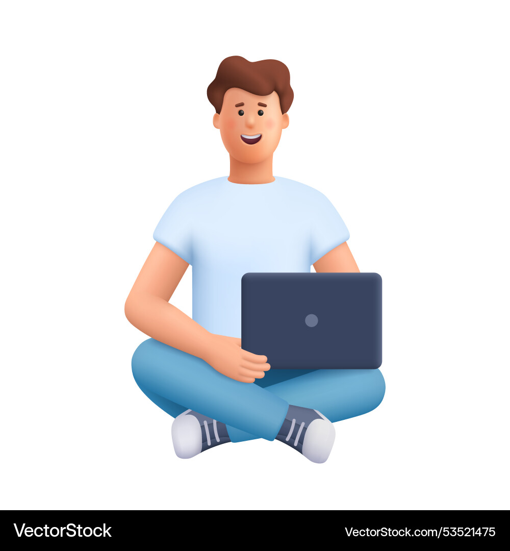 Young smiling man sitting with crossed legs Vector Image