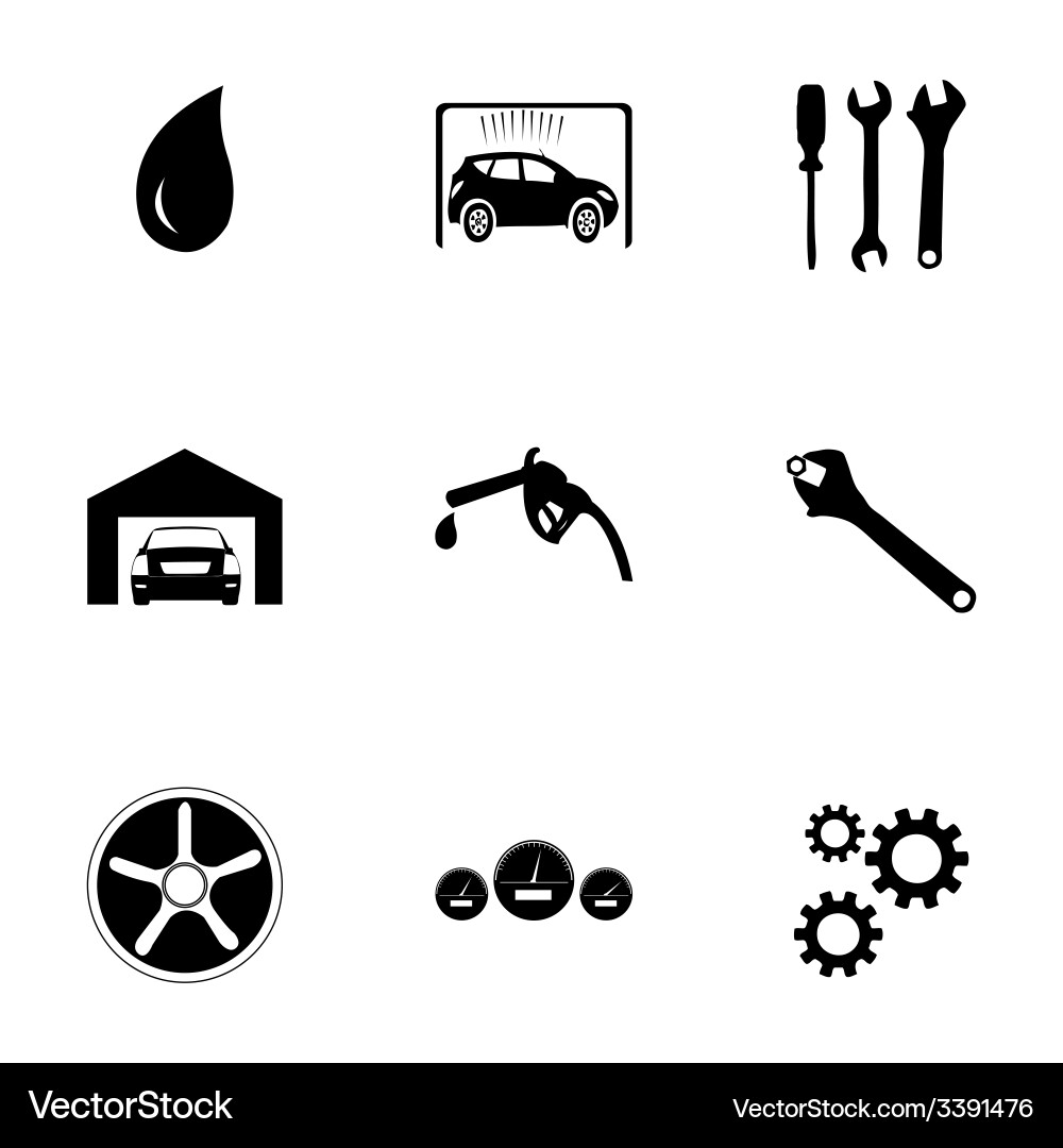 Black car service icons set Royalty Free Vector Image