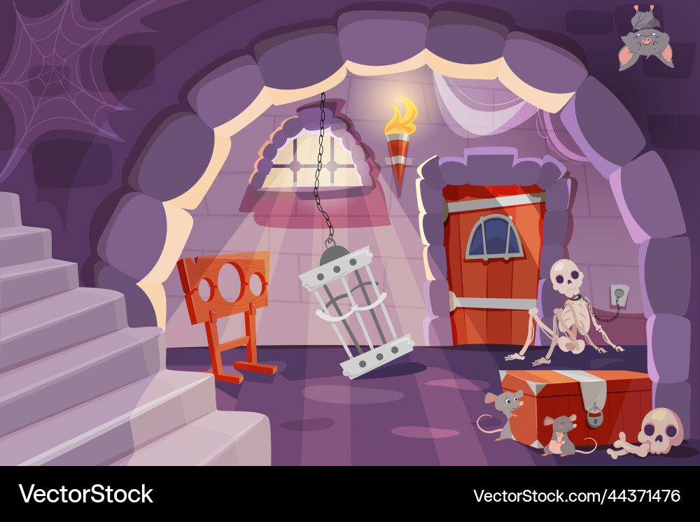 Cartoon castle dungeon with medieval prison cell Vector Image