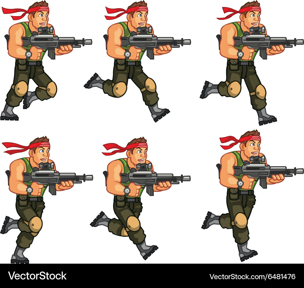 Commando running game sprite Royalty Free Vector Image
