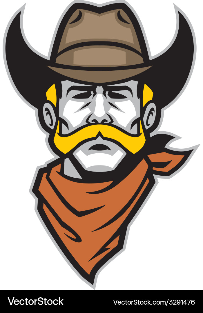 Cowboy head mascot Royalty Free Vector Image - VectorStock