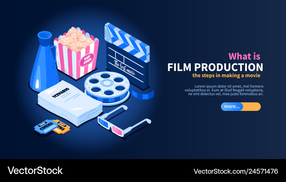 Film production isometric banner Royalty Free Vector Image