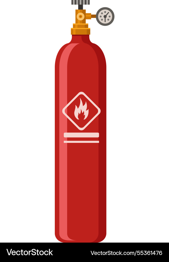Flammable gas cylinder featuring a pressure gauge Vector Image