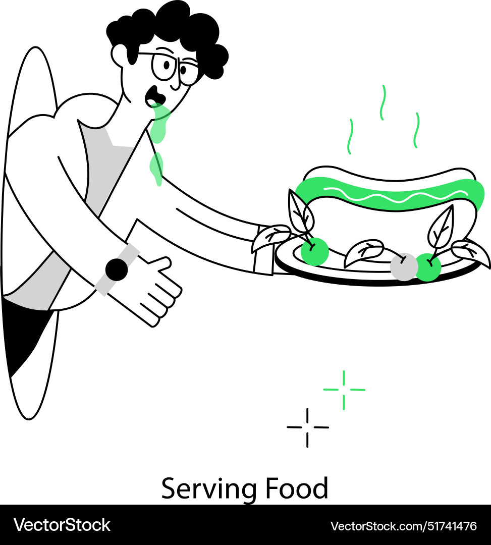 Heres a linear mini of man serving f Royalty Free Vector