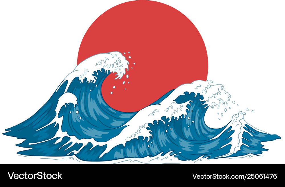 Japanese Wave - Hokusai Style Royalty Free Vector Image