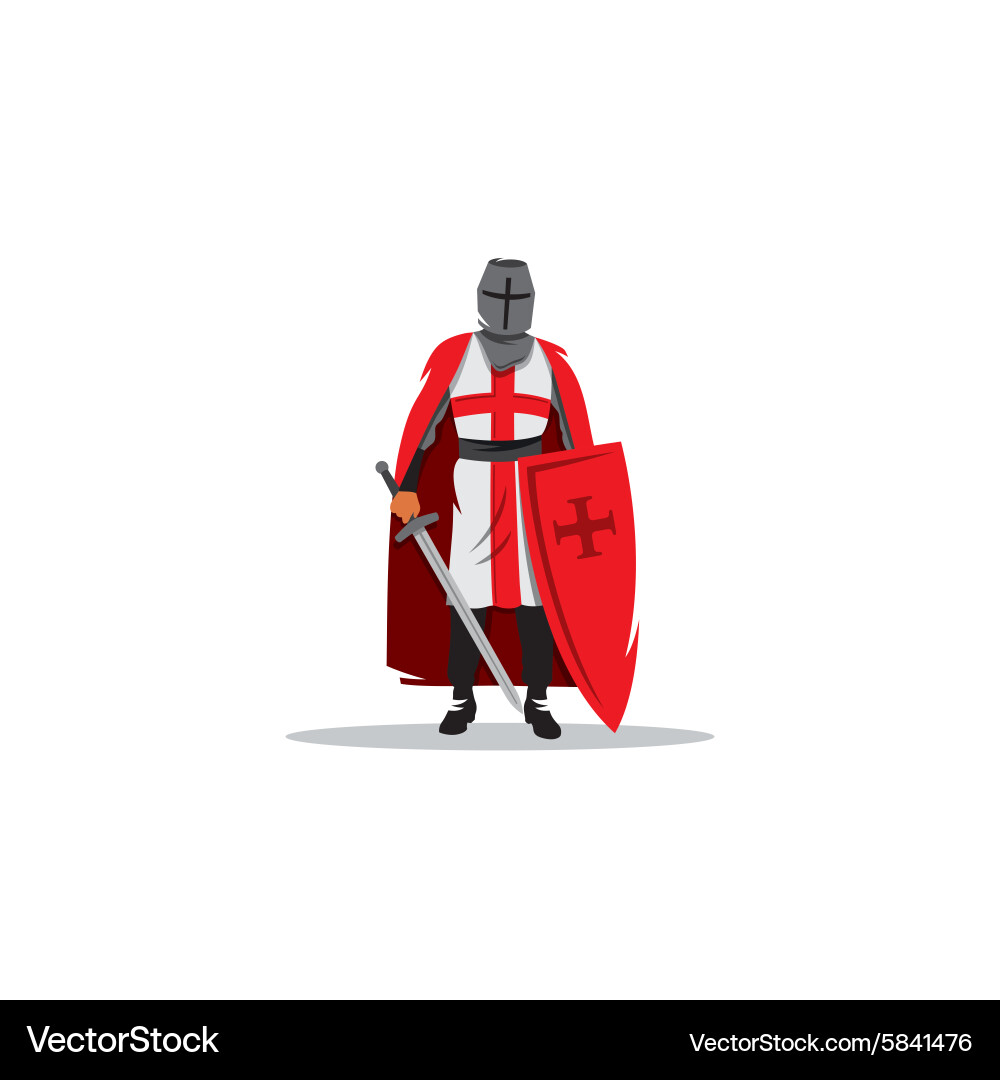 Knight sign crusader helmet with sword and shield Vector Image