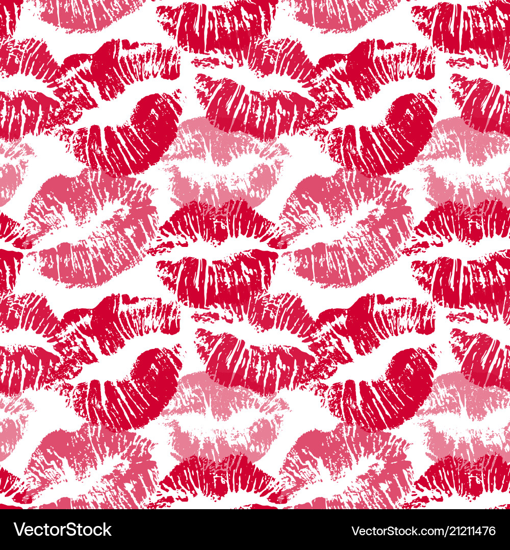 Seamless pattern with lipstick kisses lips Vector Image