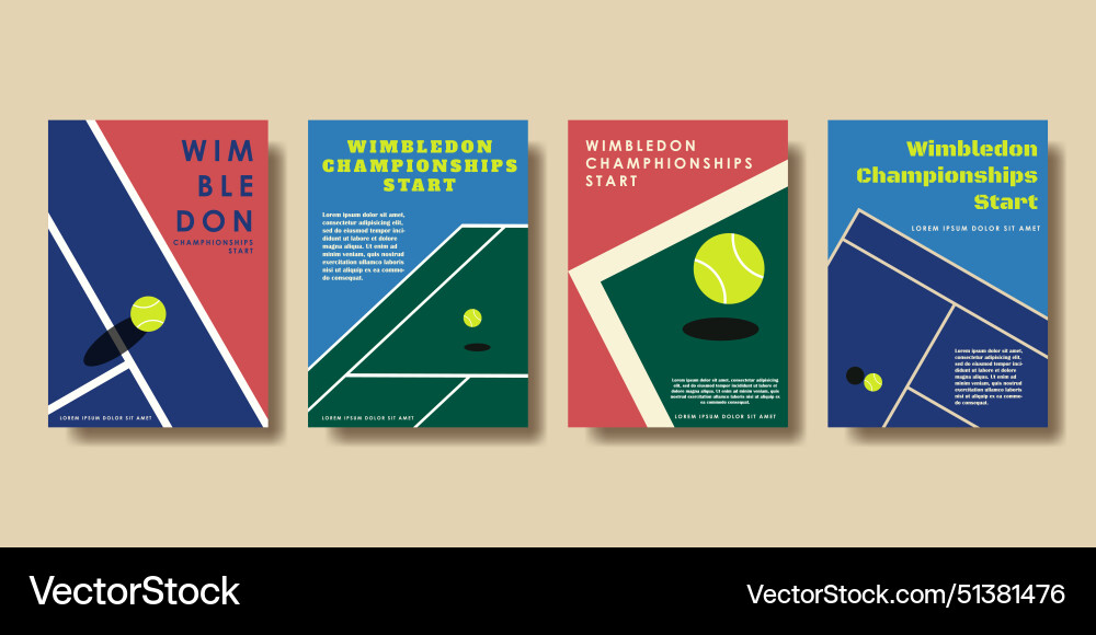 Wimbledon championships start poster collection Vector Image