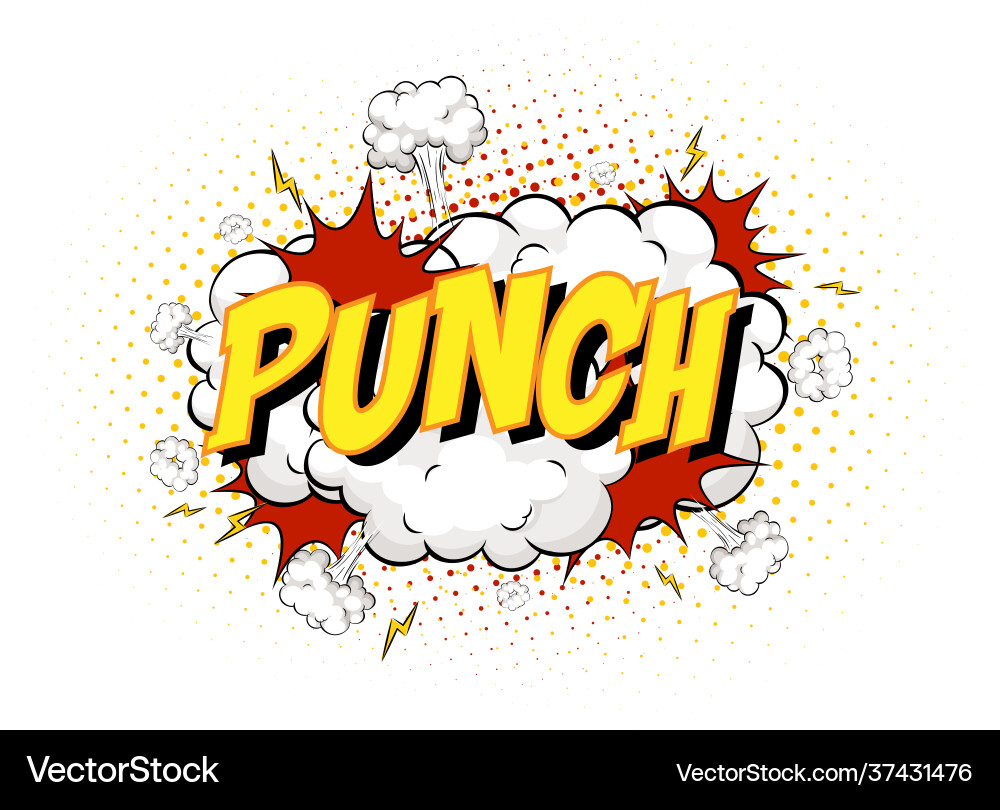 Word punch on comic cloud explosion background Vector Image