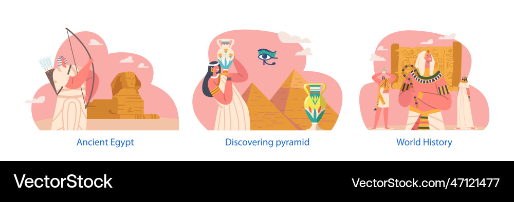 Ancient egyptians pharaoh archer shaman Royalty Free Vector