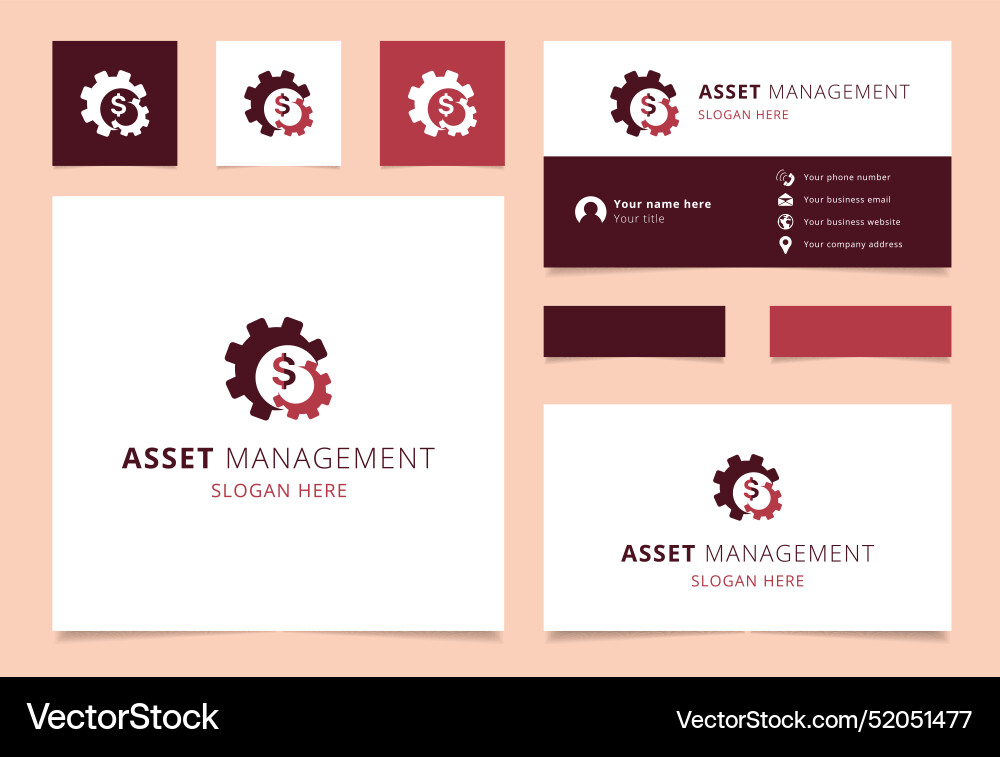 Asset management logo featuring a gear and dollar Vector Image