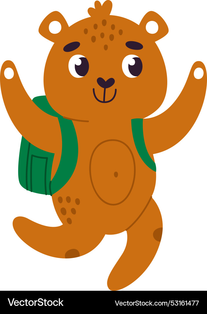 Bear character with school backpack Royalty Free Vector