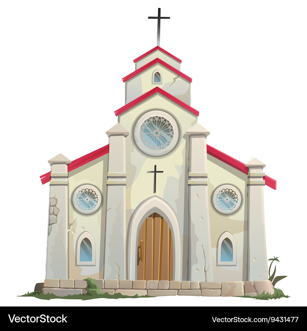 Cartoon Stone Catholic Church Royalty Free Vector Image