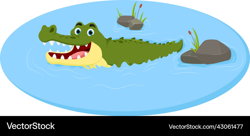 Cute crocodile cartoon isolated on white Vector Image