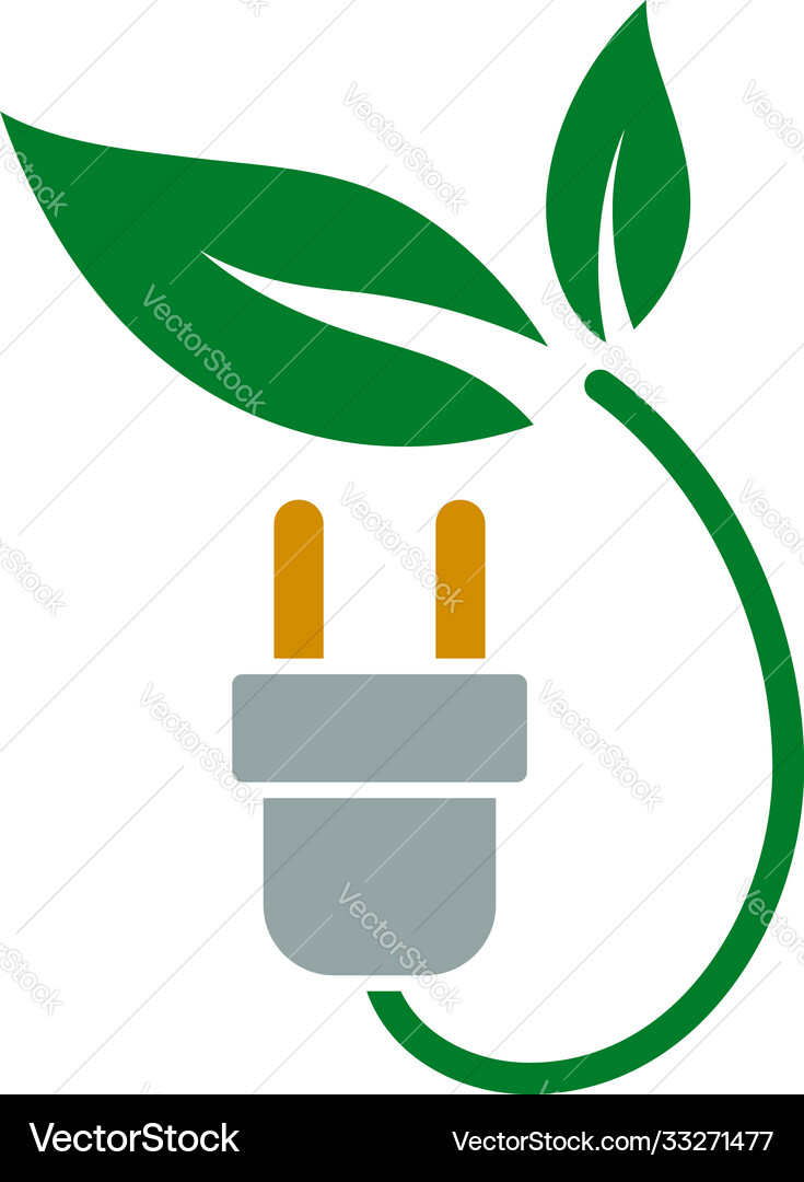 Electric plug with leaves icon Royalty Free Vector Image