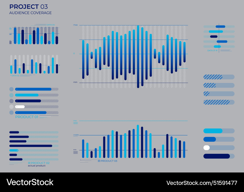 Finance elements charts in color Royalty Free Vector Image