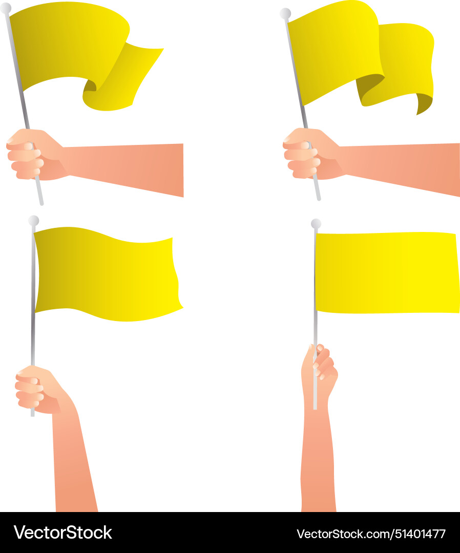 Flat design hand holding and waving the yellow Vector Image