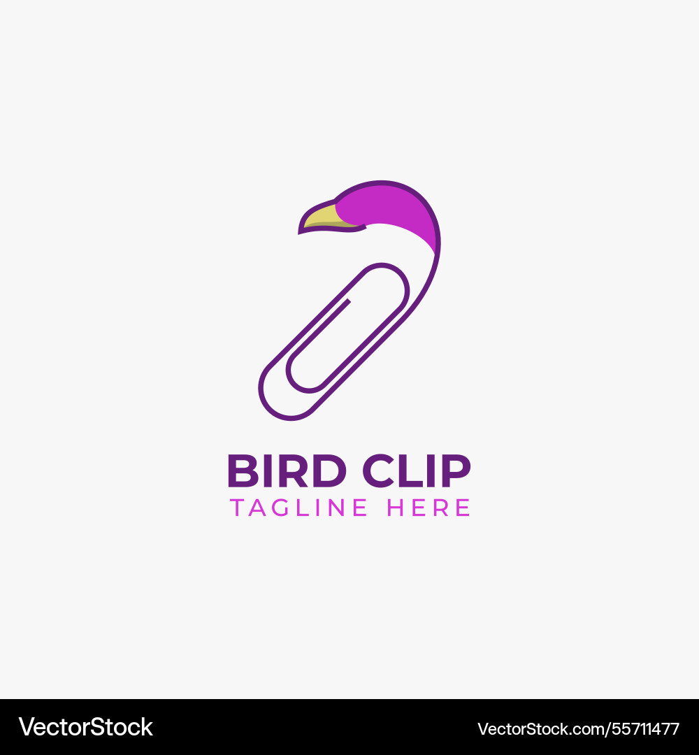 Paper clip bird logo paperclip combination Vector Image