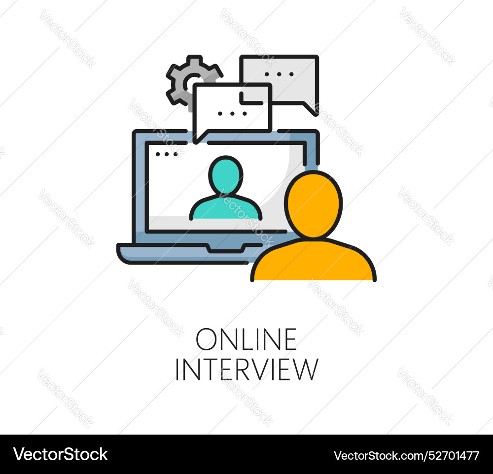 Recruitment online interview color line icon Vector Image