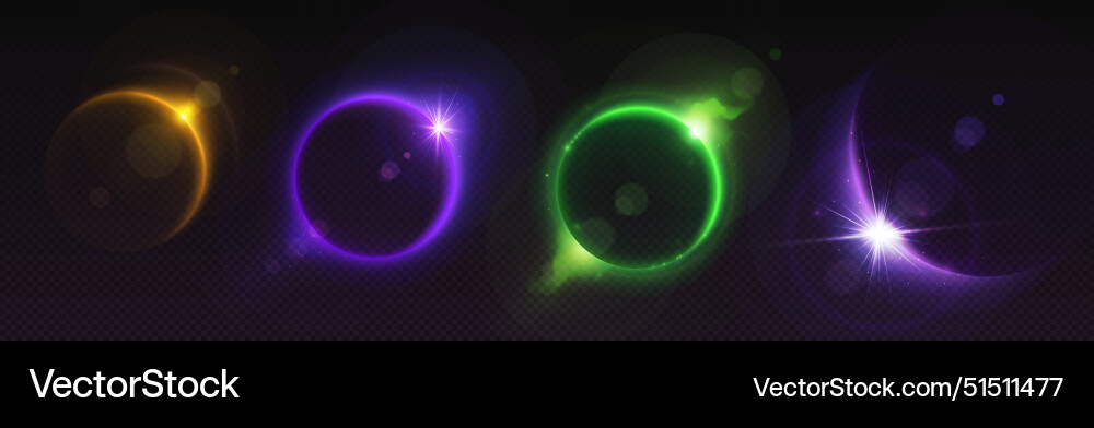 Solar full eclipse abstract neon light circle Vector Image