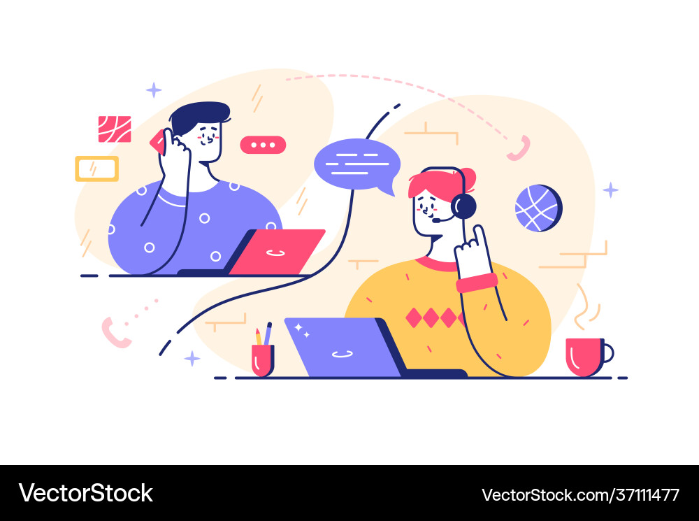 Team talking with client Royalty Free Vector Image