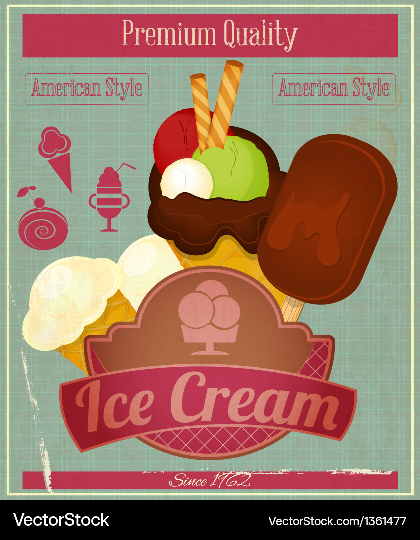 Vintage Ice Cream Menu Card Royalty Free Vector Image