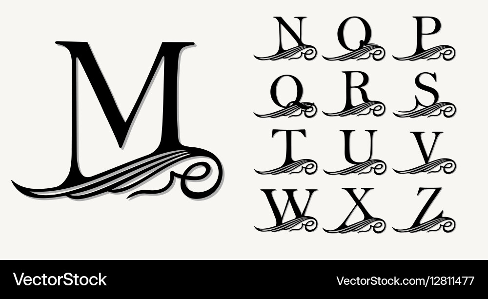 Vintage set 2 calligraphic capital letters Vector Image