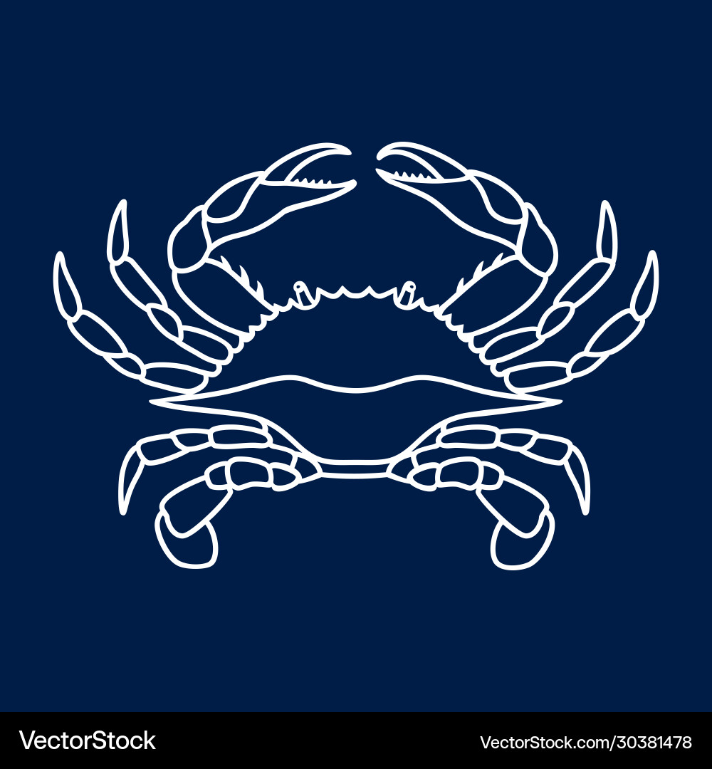 Blue crab on navy background Royalty Free Vector Image
