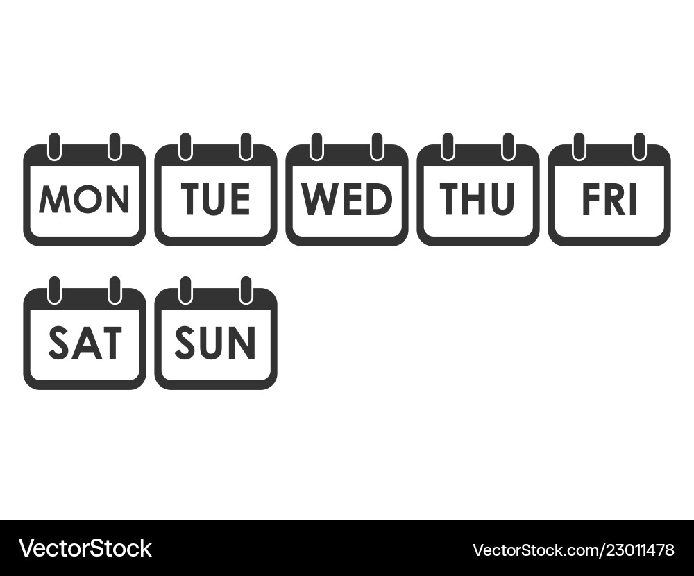 Calendar day icon set week Royalty Free Vector Image