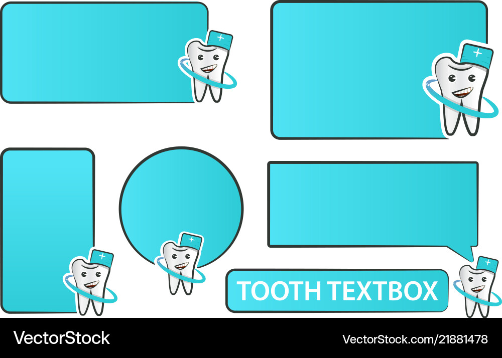 Collection tooth doctor and textbox Royalty Free Vector