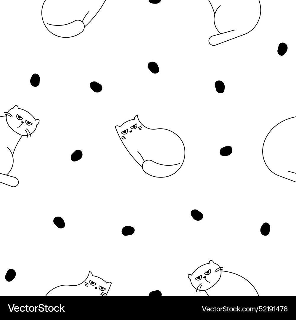 Cute funny cat seamless pattern coloring page Vector Image