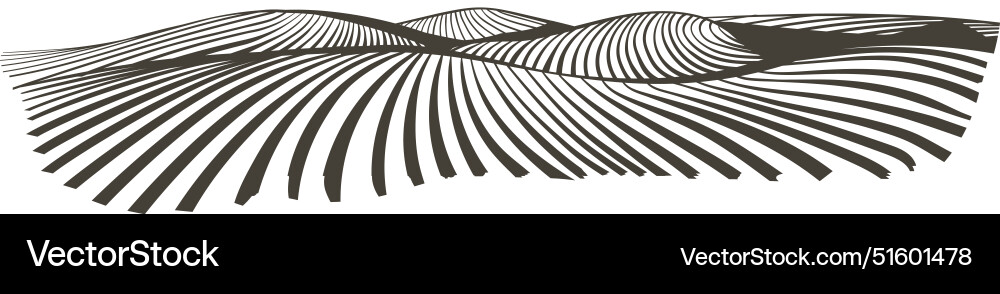 Farm field landscape on small hills furrows Vector Image