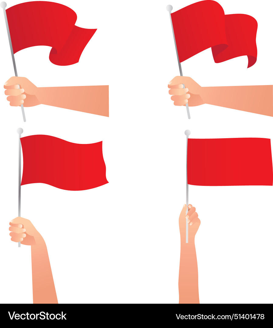 Flat design hand holding and waving the red flag Vector Image
